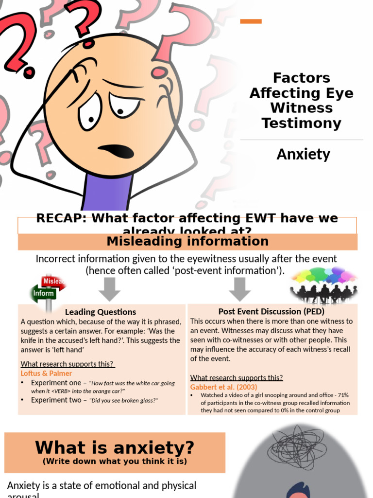 Factors Affecting EWT Anxiety | PDF | Witness | Psychology