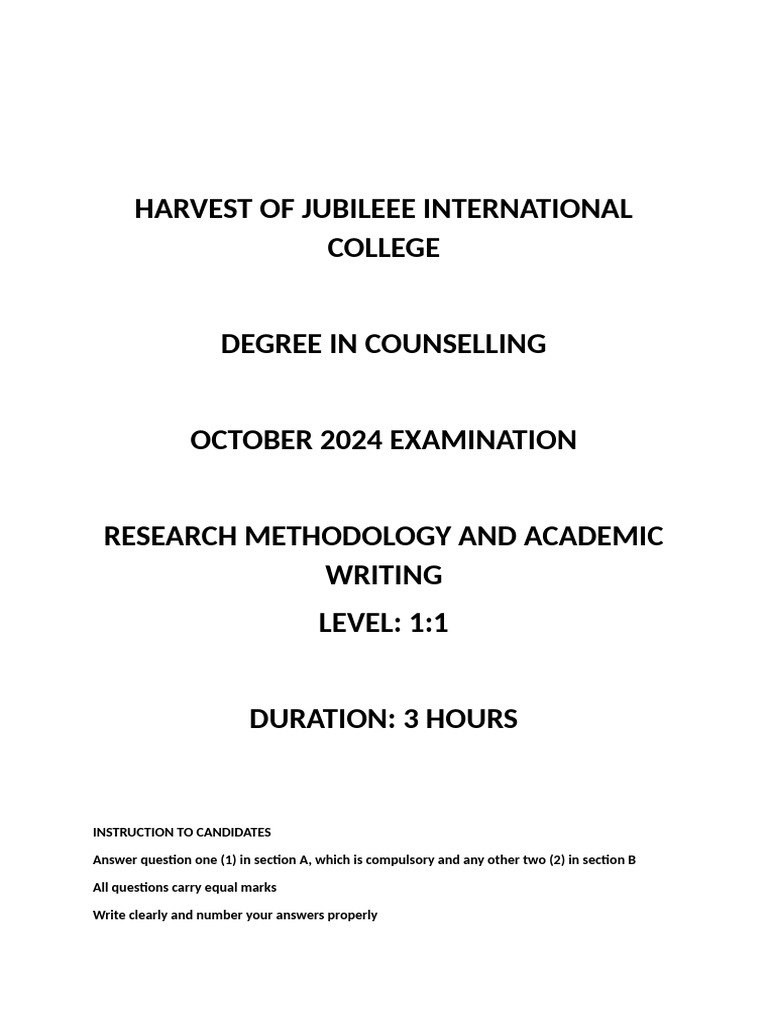 Research Methodology Exam | PDF