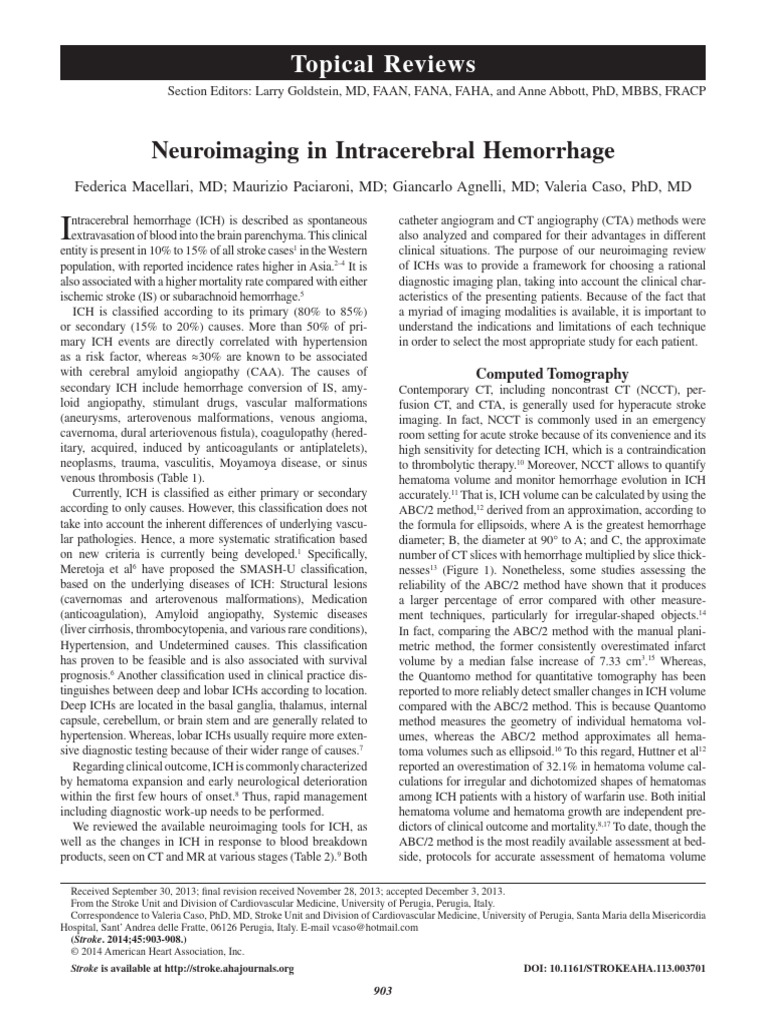 Neuroimaging in Intracerebral Hemorrhage | PDF | Stroke | Cardiovascular Diseases
