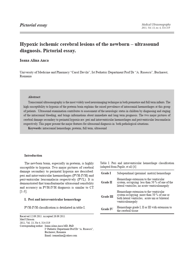 Hypoxic Ischemic Cerebral Lesions of The Newborn - Ultrasound Diagnosis ...