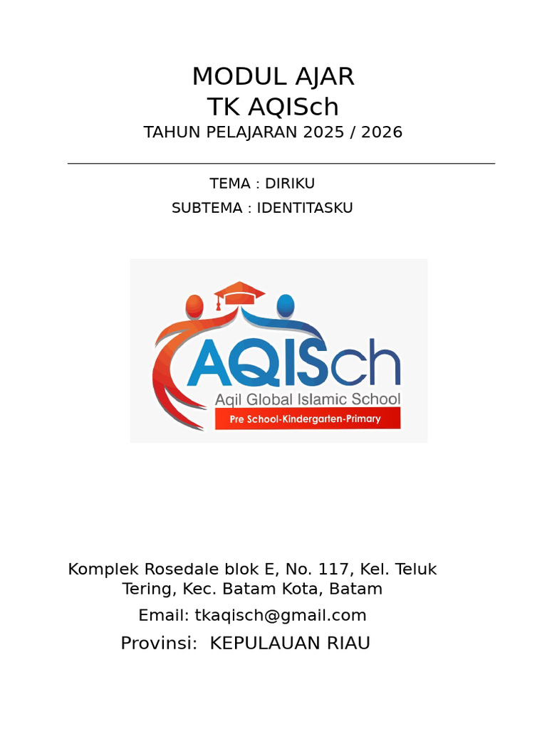 Modul Ajar Tema Diriku TK B | PDF