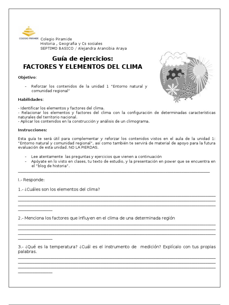 Factores y Elementos del Clima 7° Básico | PDF | Velocidad del viento ...