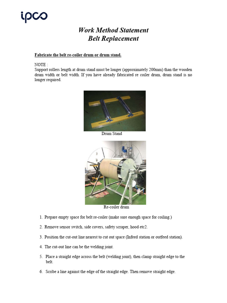 Work Method Statement - Removing Belt | PDF | Welding | Construction