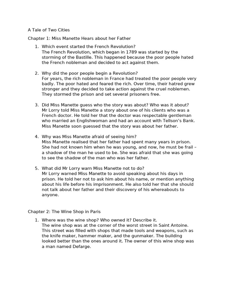 A Tale of Two Cities - First Half | PDF