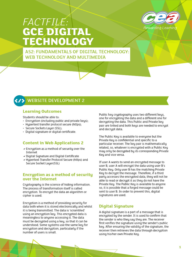 Factfile - AS2 Fundamentals of Digital Technology - Web Technology and ...