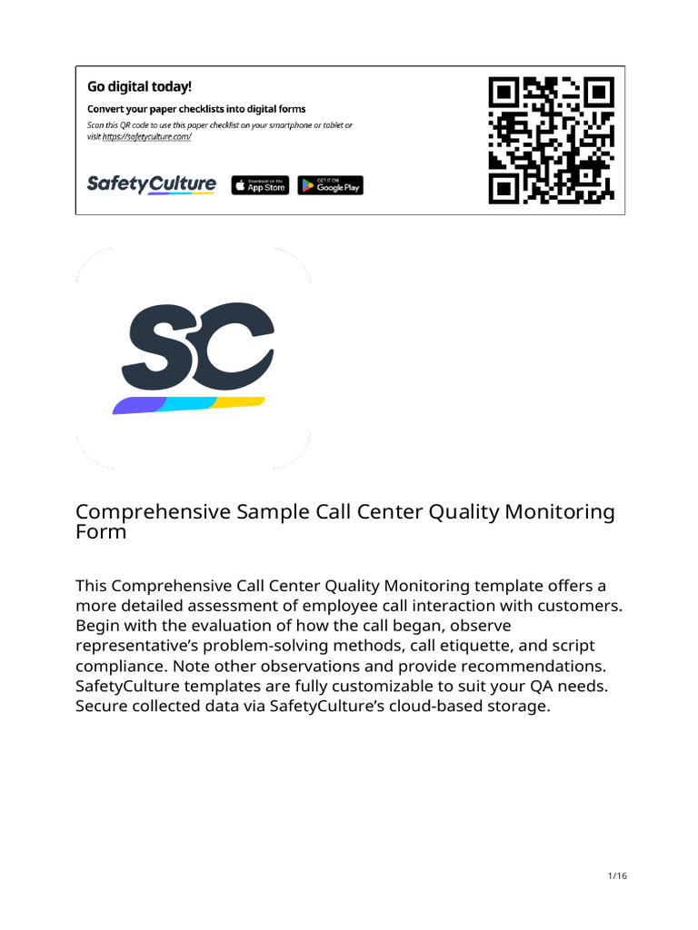 Comprehensive Sample Call Center Quality Monitoring Form | PDF | Business