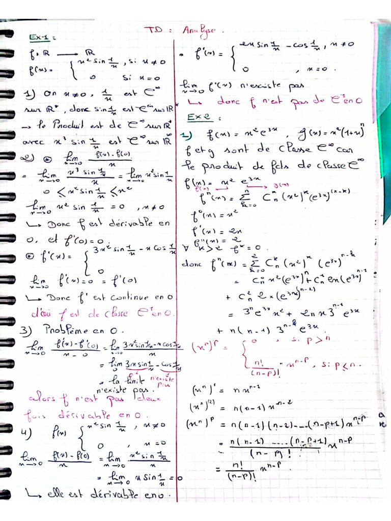 TD Analyse (Ex1, Ex7) | PDF