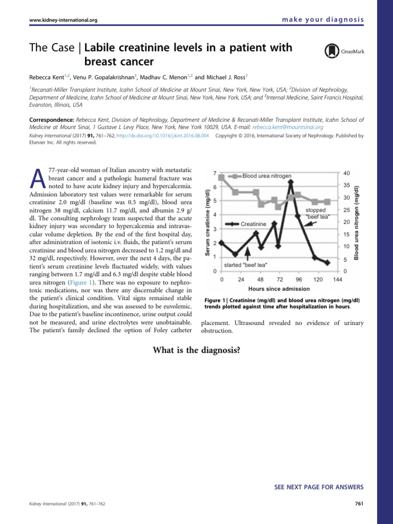 Creatinine Elevation From Creatinine Ingestion Soup KI 17 | PDF ...