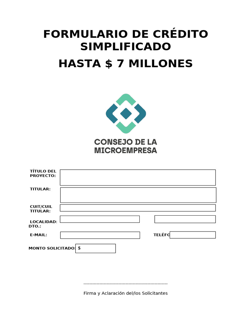 Formulario Simplificado de Crédito | PDF | Presupuesto | Business