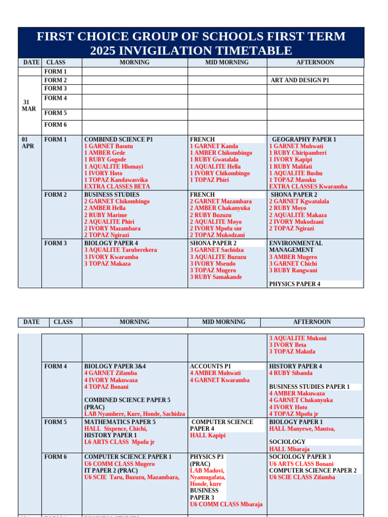 Cambridge First Term Timetable 2025 | PDF
