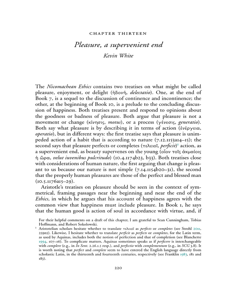Aquinas and Nicomachean Ethics - PLEASURE | PDF | Thomas Aquinas | Aristotle