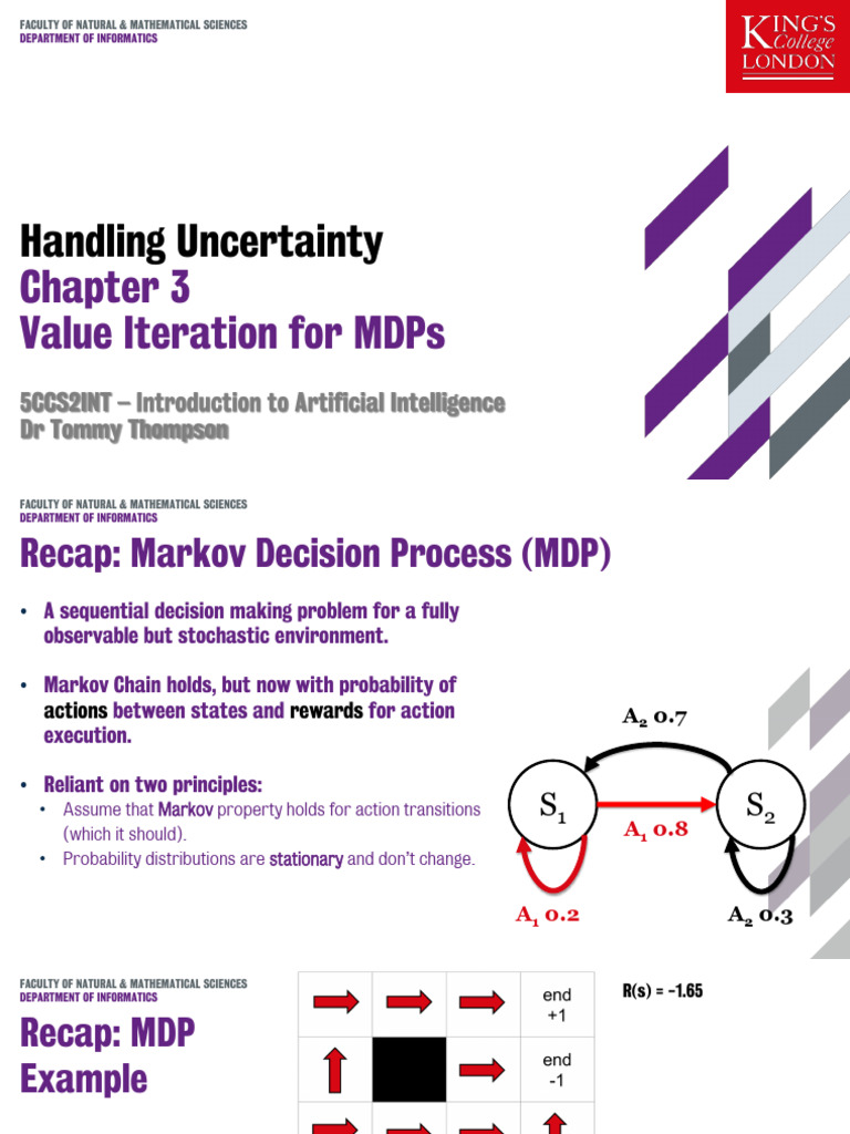Handling Uncertainty 03 - Solving MDP | PDF | Probability | Theoretical Computer Science