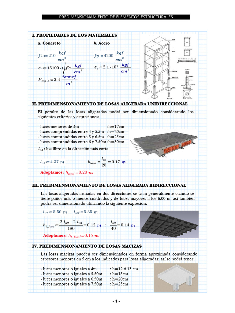 Predimensionamiento Estructural: Guía Técnica | PDF | Materiales ...