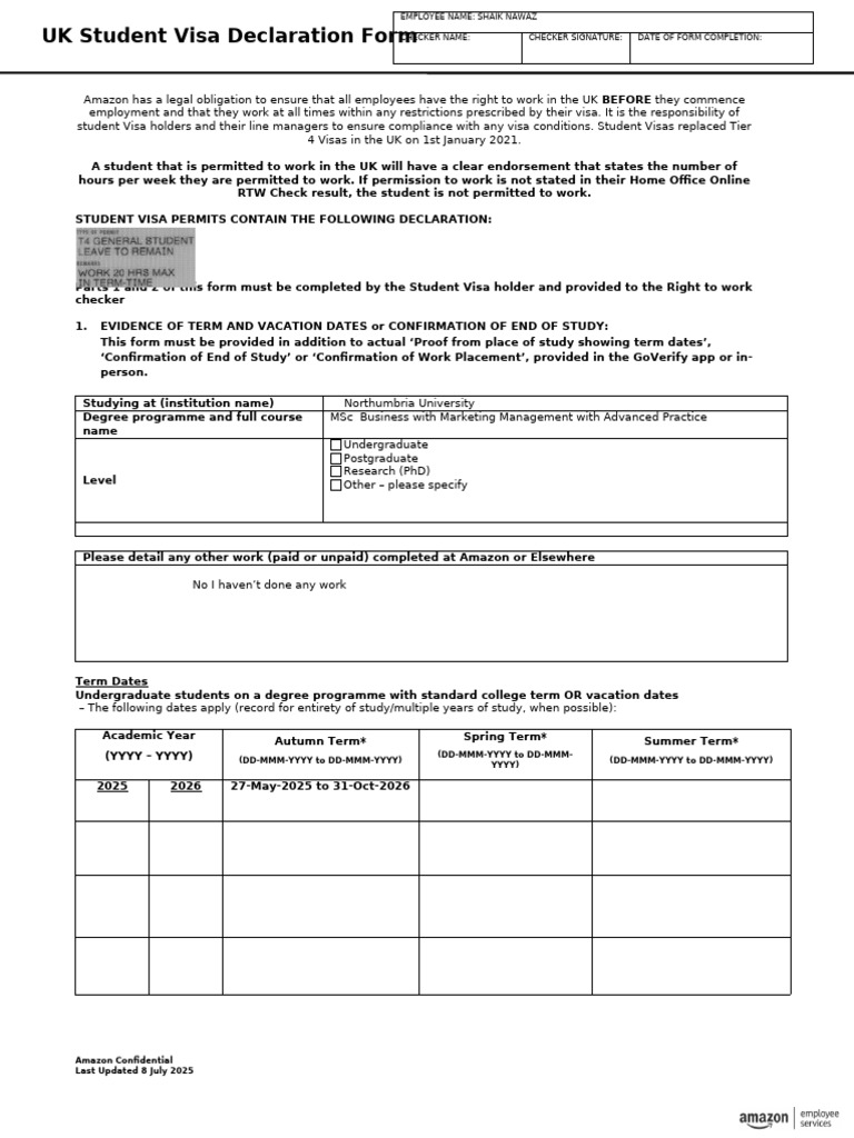 UK Student Visa Declaration Form | PDF | Travel Visa | Justice