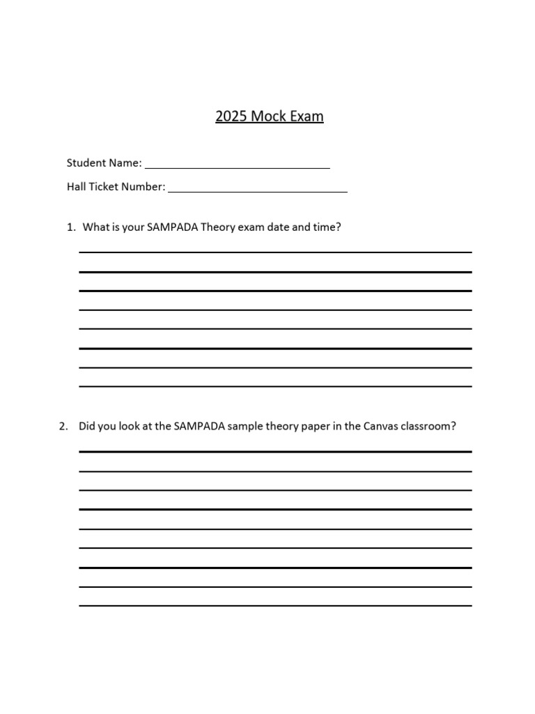 2025 SAMPADA Mock Exam Instructions | PDF