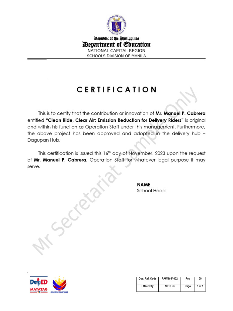 Certification of Emission Reduction Project | PDF