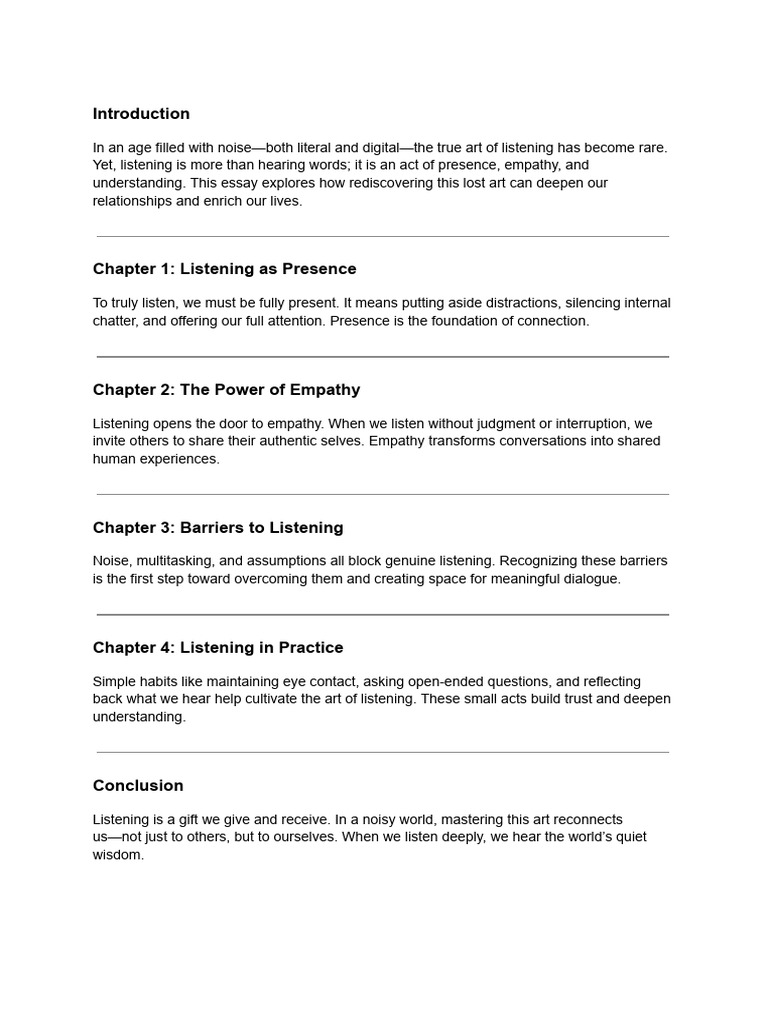 The Art of Listening - Rediscovering Connection in A Noisy World | PDF