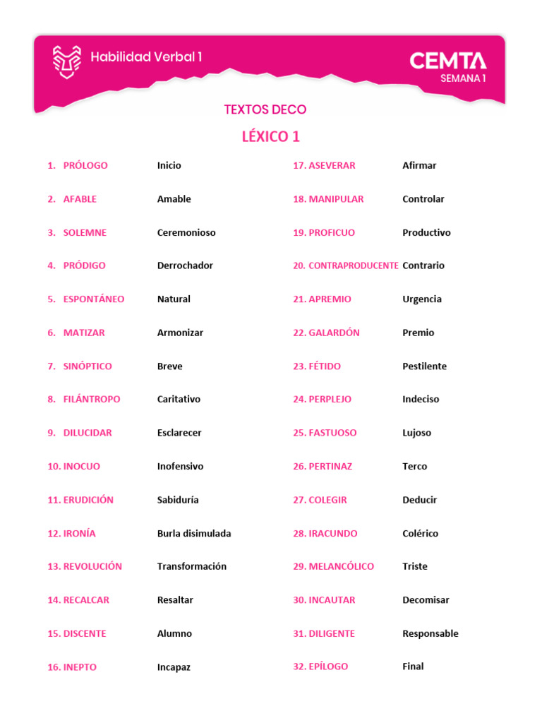 Cemta - Power (Léxico 1) | PDF