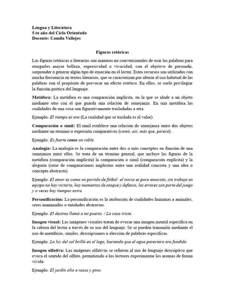 Figuras Retóricas en Lengua y Literatura | PDF | Metáfora