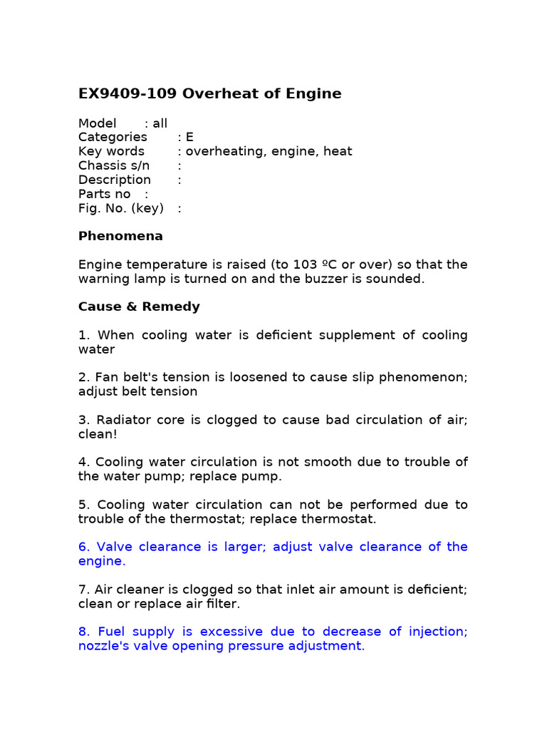 Overheat of Engine Ex9409-109 | PDF | Mechanical Engineering | Internal ...