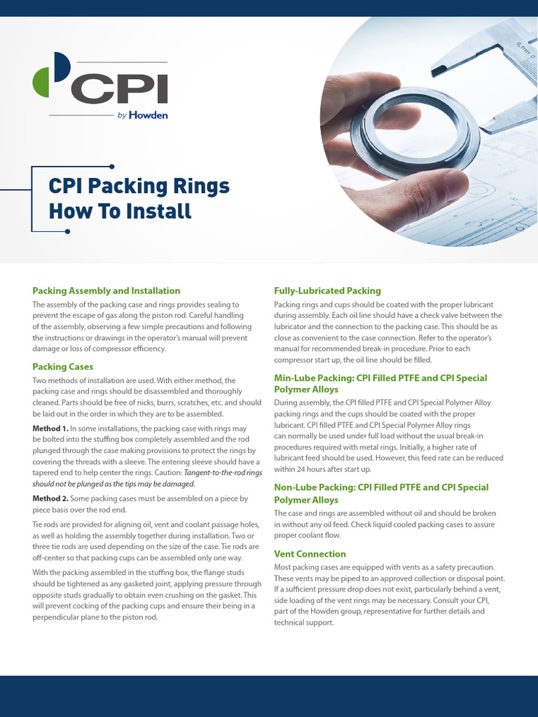 How To Instal Packing Rings A4 Howden | PDF | Lubricant | Piston