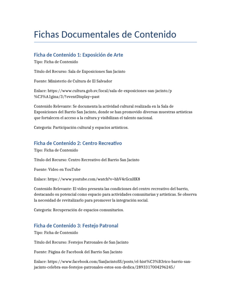 Fichas Contenido San Jacinto | PDF