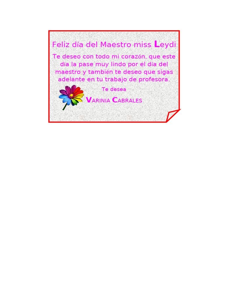 Feliz Dia Maestra Leydi | PDF