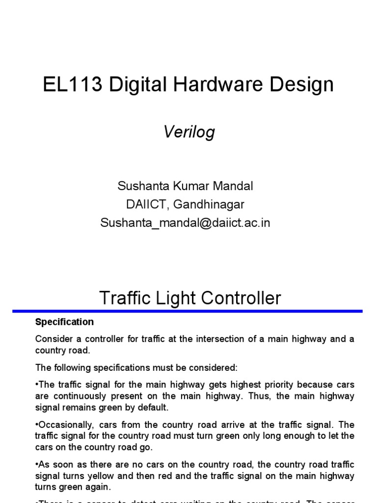 Lec Verilog TrafficLight Synthesis | PDF | Logic Synthesis | Electronics