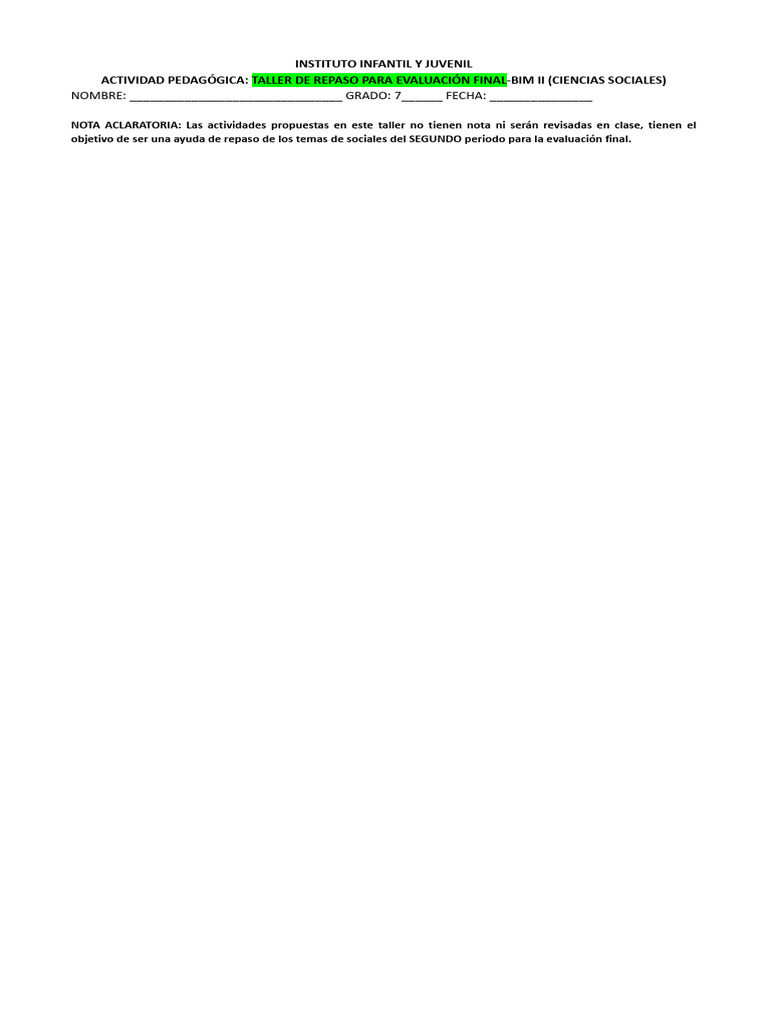 Taller de Repaso 7 2bim | PDF