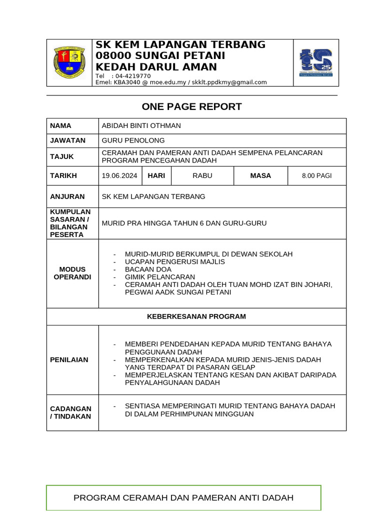 Opr Pencegahan Dadah | PDF