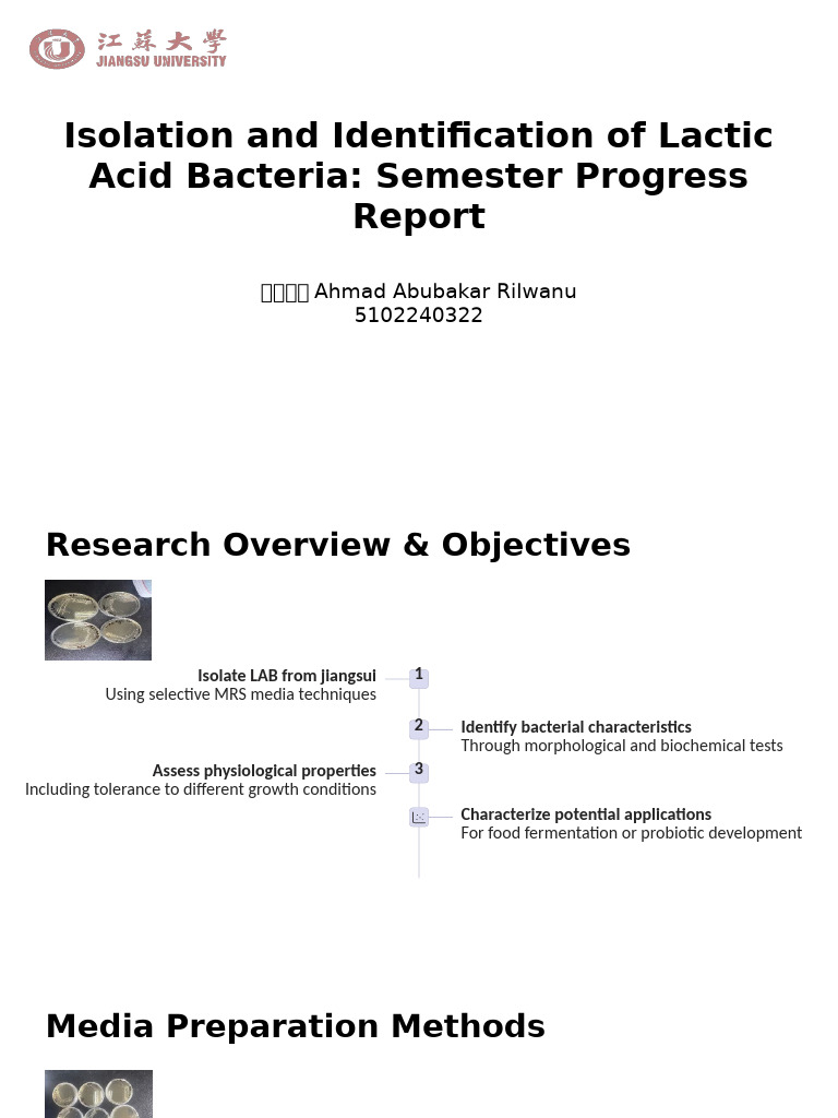 Isolation and Identification of Lactic Acid Bacteria Semester Progress Report 2 | PDF ...