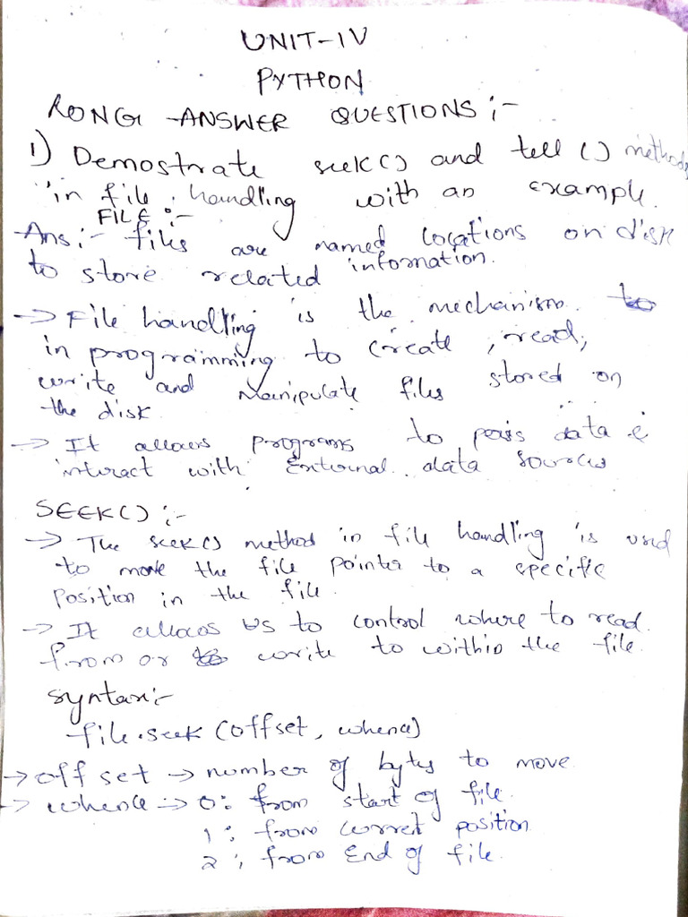 Python Unit 4 Question Bank Answers | PDF