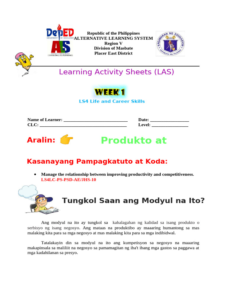 LS4 Modules With Worksheets Productivity | PDF