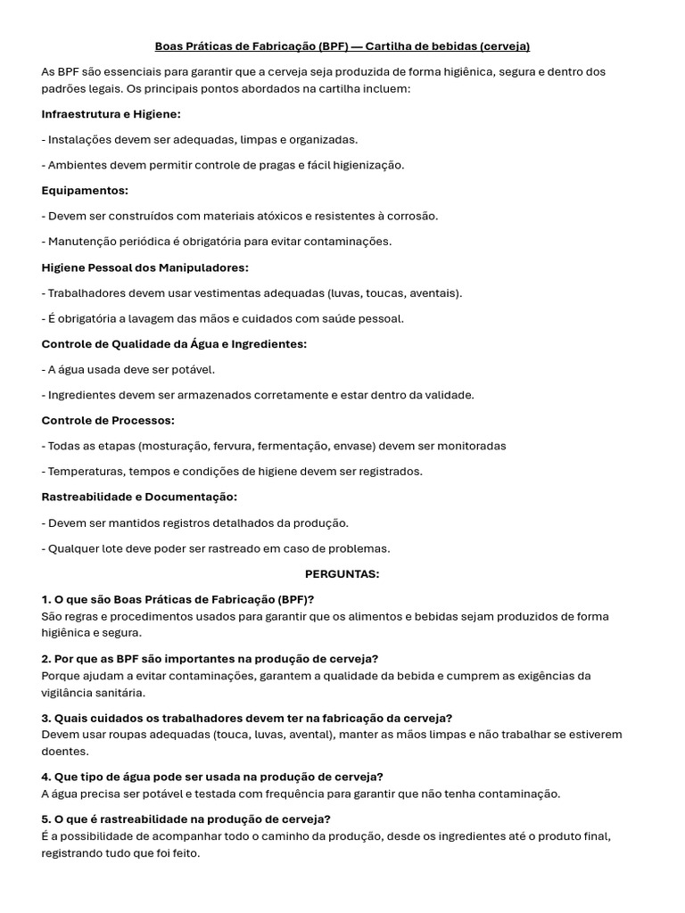 BPF CERVEJAS - RESUMO PDF INFORMATIVO | PDF