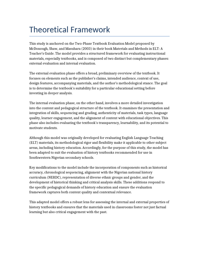 Theoretical Framework Two Phase Model | PDF