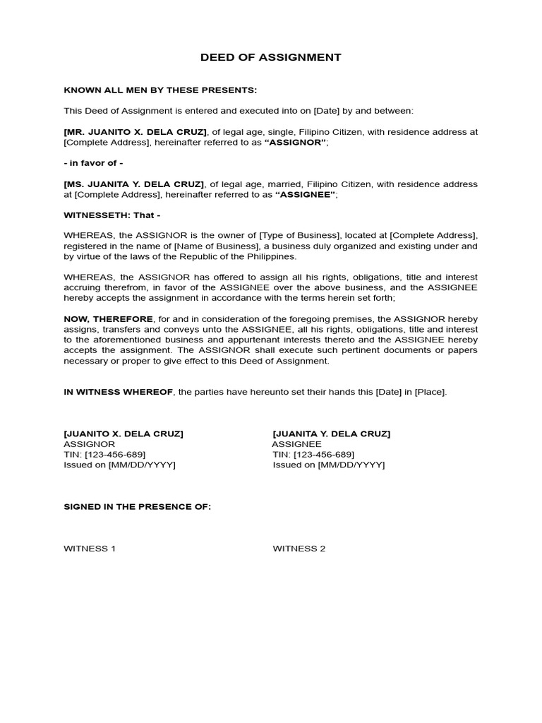 Deed of Assignment | PDF