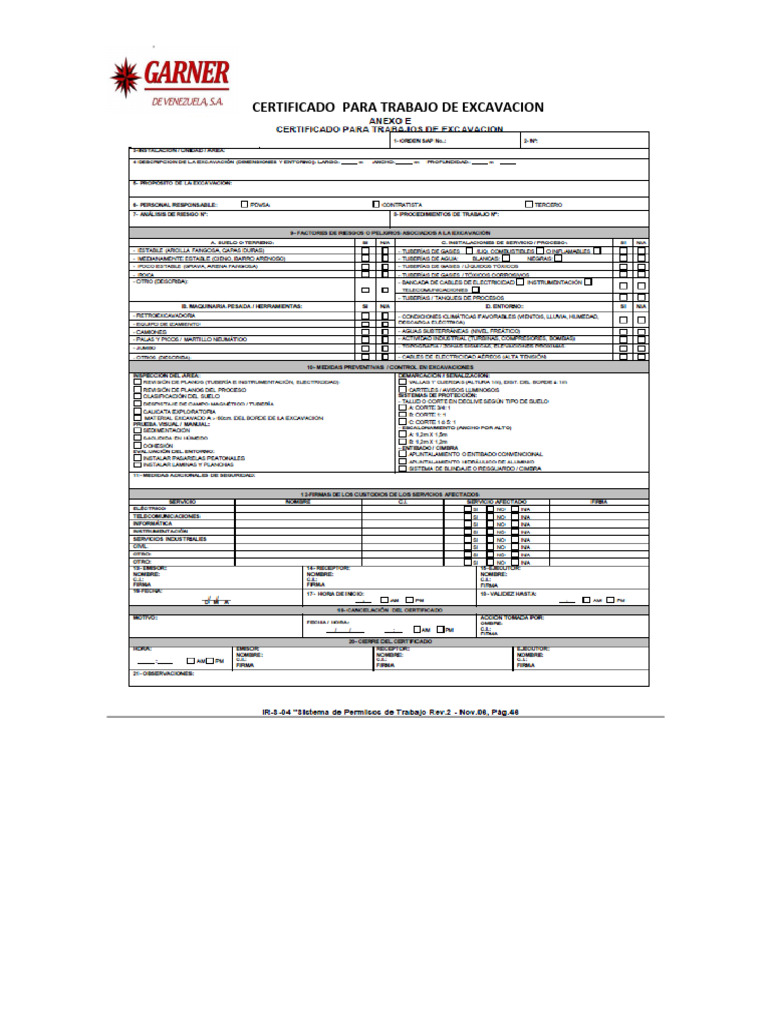 4D - Gar-S-Pl-For - Certificado de Excavacion | PDF