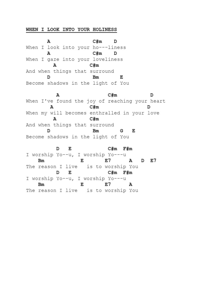Chords for "When I Look Into Your Holiness" | PDF