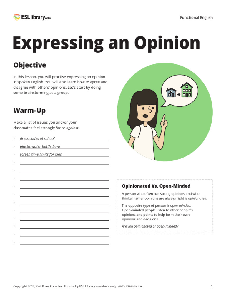 92 Expressing-An-Opinion Can Student | PDF | English As A Second Or ...