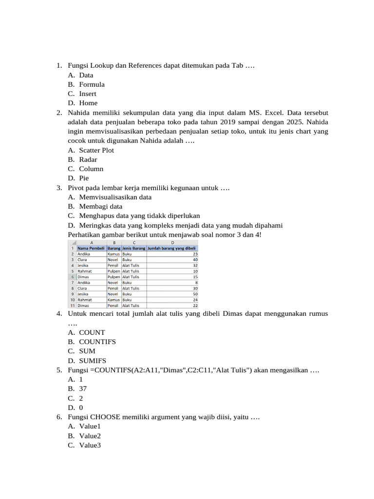 Latihan Soal Informatika 1 | PDF