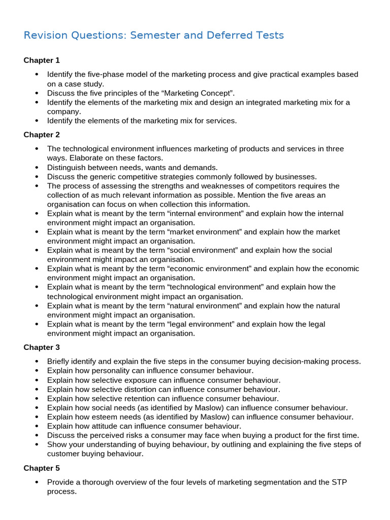 Semester and Deferred Test | PDF | Marketing | Consumer Behaviour