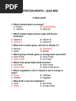 Quiz Bee Grade 5-6 | PDF | Foods | Nutrition