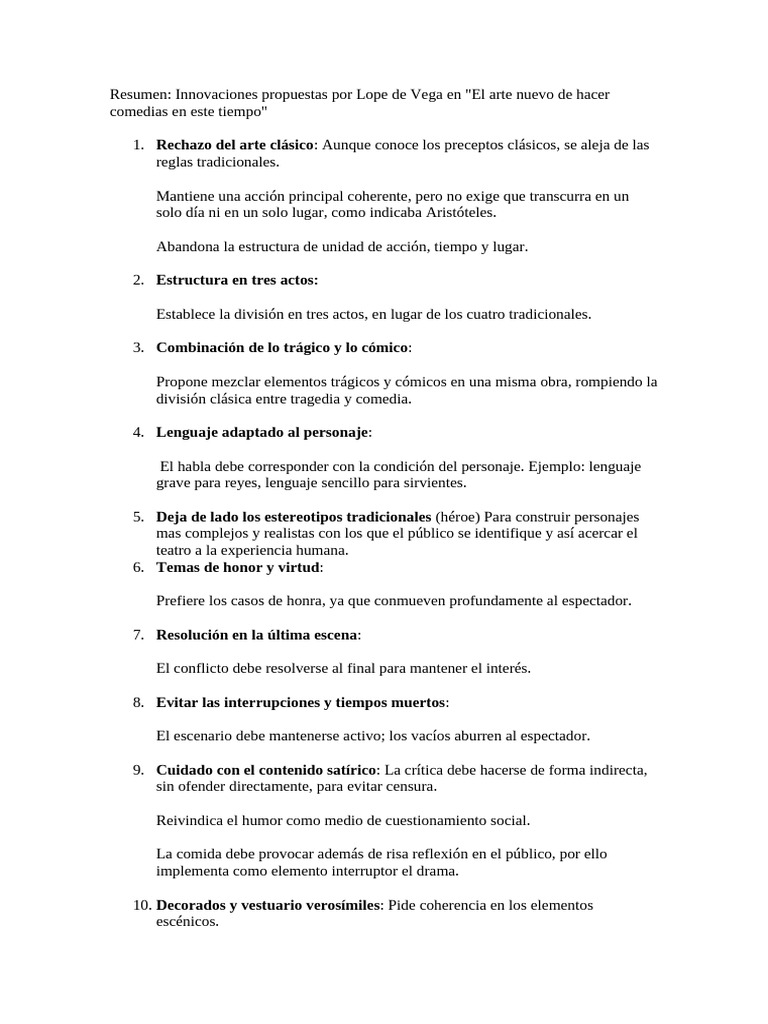 Innovaciones de Lope de Vega en el teatro | PDF