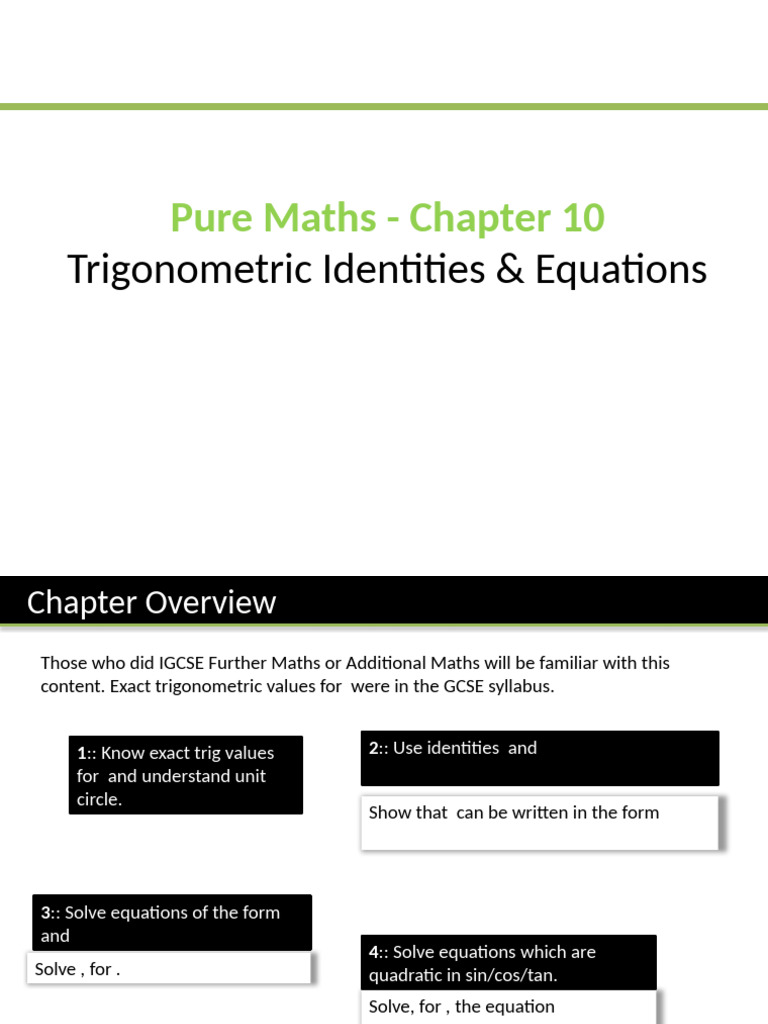 P1 Chp10 TrigIdentitiesAndEquations | PDF | Trigonometry | Euclidean Geometry
