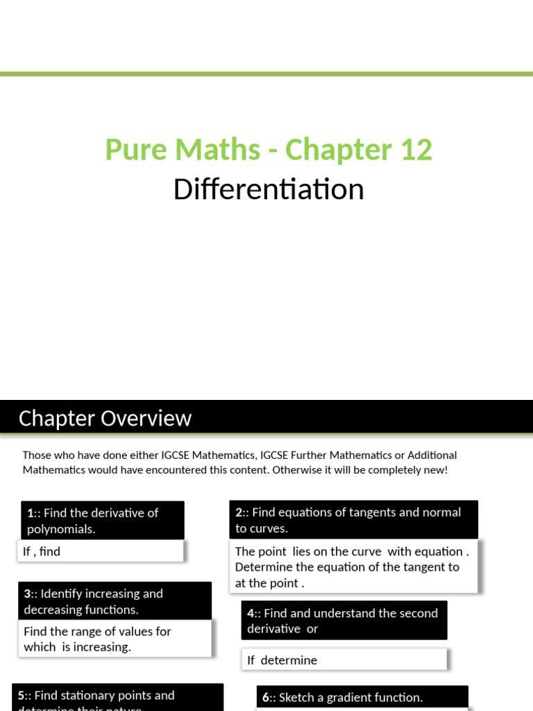 P1 Chp12 Differentiation | PDF | Derivative | Gradient