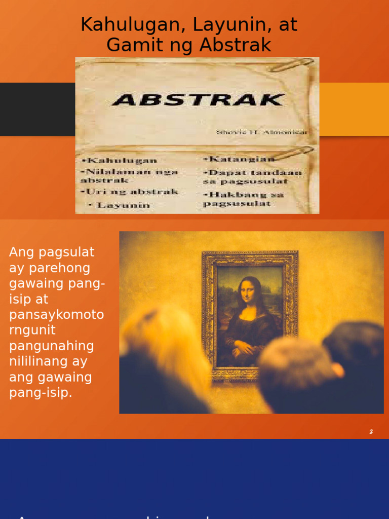 Kahulugan, Layunin, at Gamit NG Abstrak | PDF