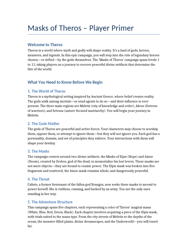 Masks of Theros: Player Guide | PDF | Hero | Deities