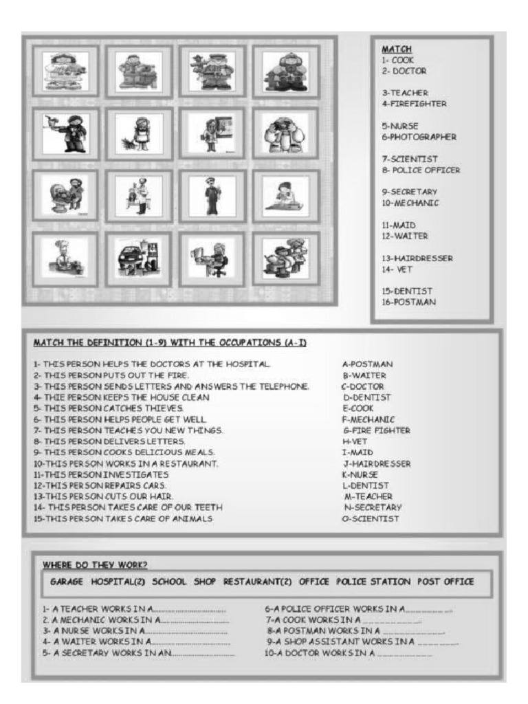 Jobs and Occupations - workSHEET | PDF