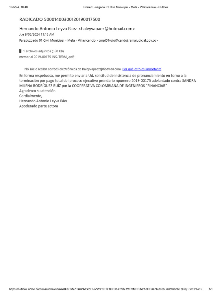 Memorial de Terminacion Financiar | PDF