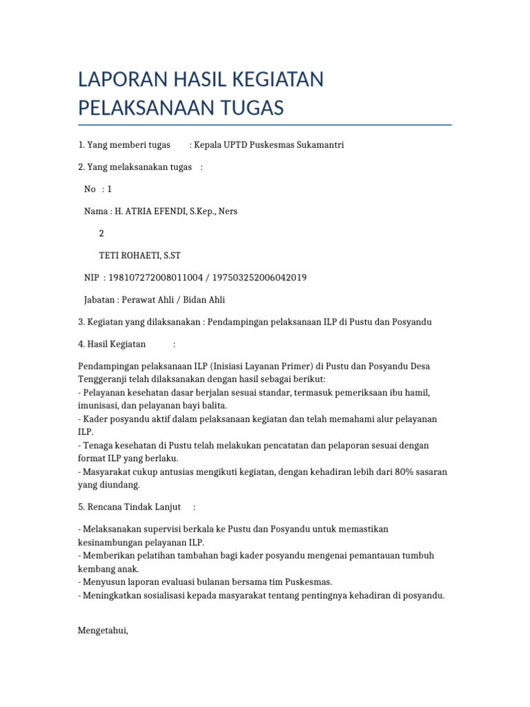 Laporan Pendampingan ILP di Posyandu | PDF